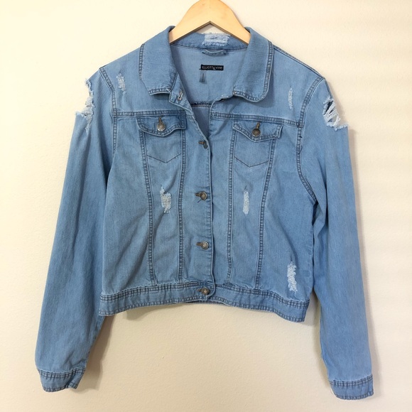 Elliott & Vine | Jackets & Coats | Elliott Vine Distressed Ruffle Jean ...